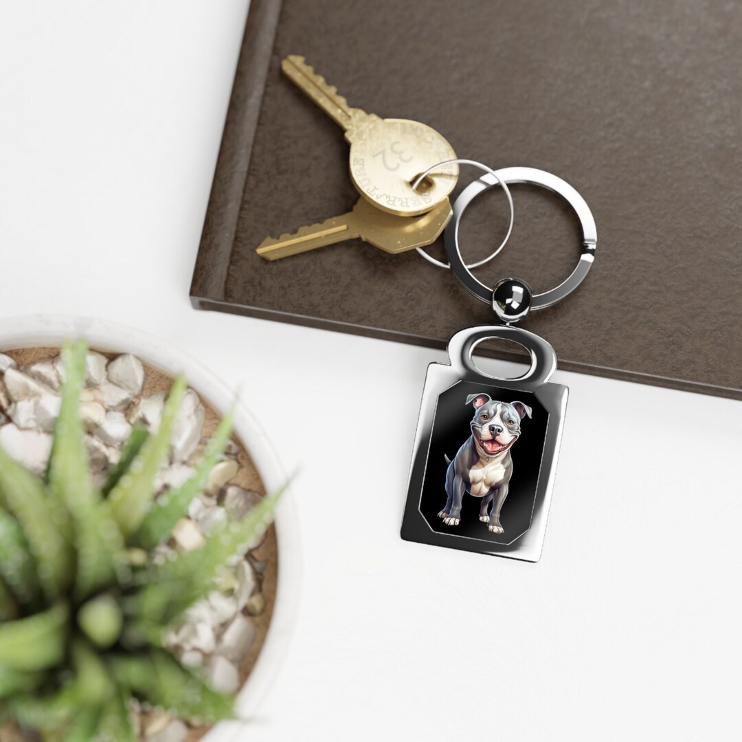 American Pitbull Terrier Keyring: Dog Lovers Gift, Customized Keychain ...