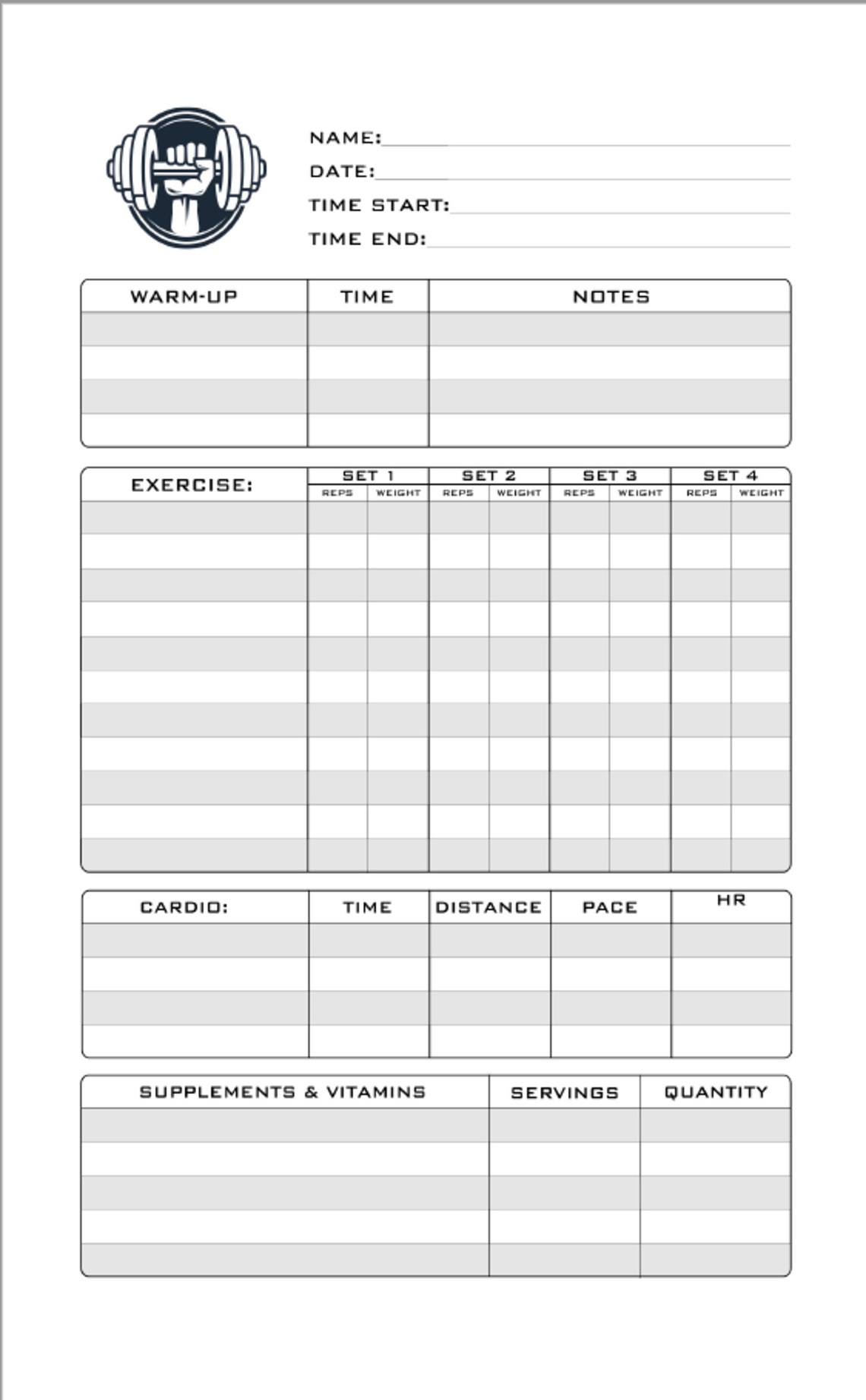 Digital Download Fitness Journal Template PDF Template | Etsy