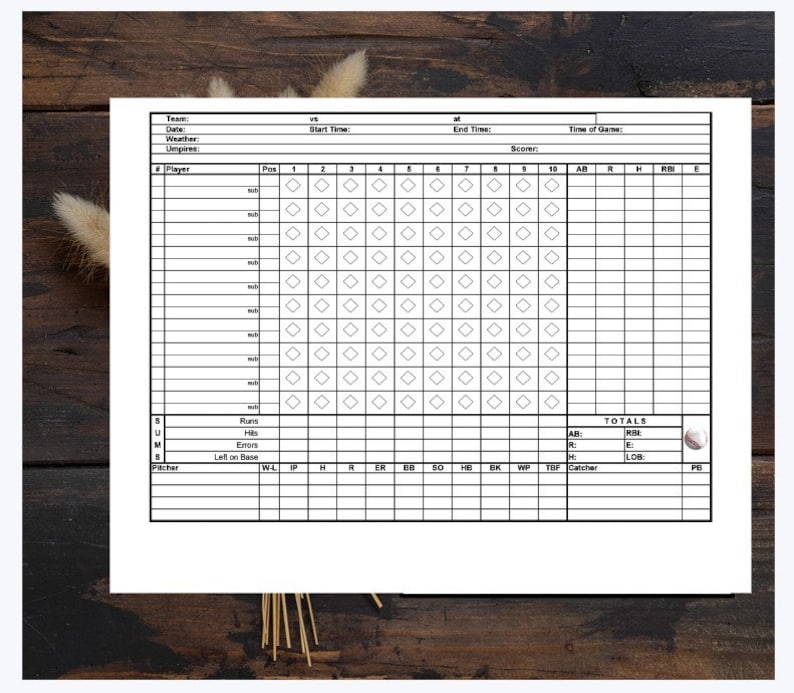 Digital Download, Baseball Scorebook, Little League, Pro Games, Play by ...