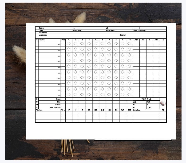 Digital Download, Baseball Scorebook, Little League, Pro Games, Play by ...