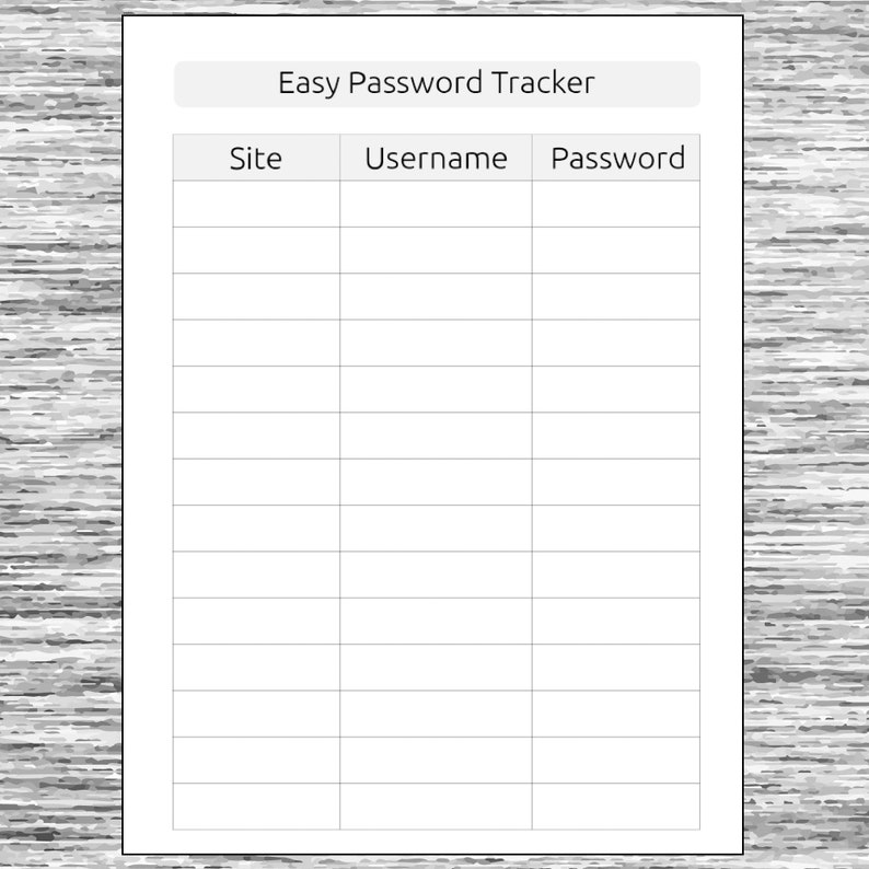 Password Tracker Printable: MS Word Doc & PDF (digital Download) - Etsy