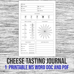 Digital Download, Cheese Tasting Journal, Cheese Lovers, Cheese Tasting ...