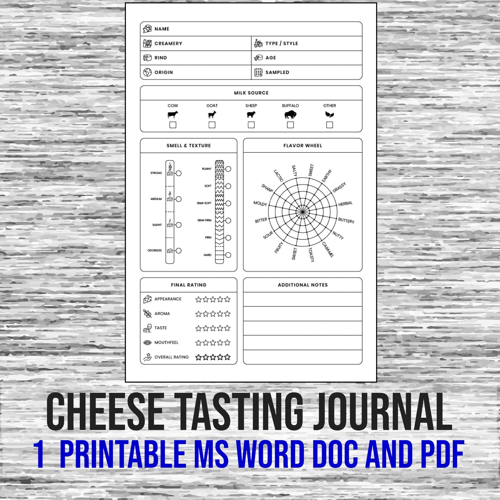 Digital Download, Cheese Tasting Journal, Cheese Lovers, Cheese Tasting ...