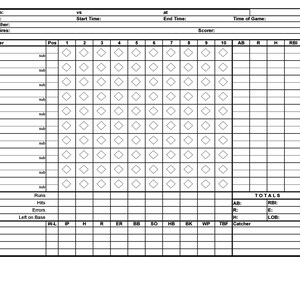 Digital Download, Baseball Scorebook, Little League, Pro Games, Play by ...