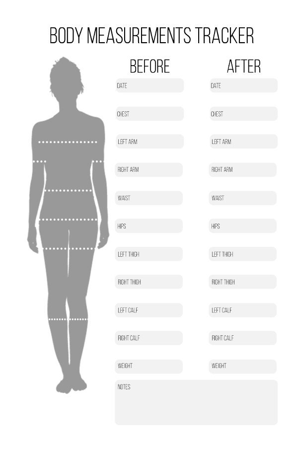 Digital Download, Body Measurements Tracker, Athletes, Performers ...