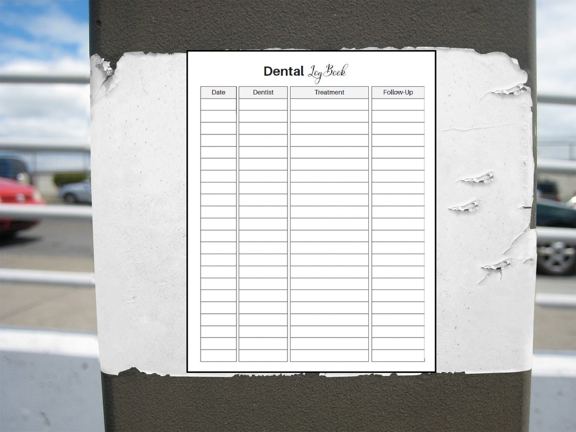 Digital Download, Dental Appointment Log, Dental Log, Dentist ...
