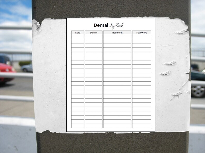 Digital Download, Dental Appointment Log, Dental Log, Dentist ...