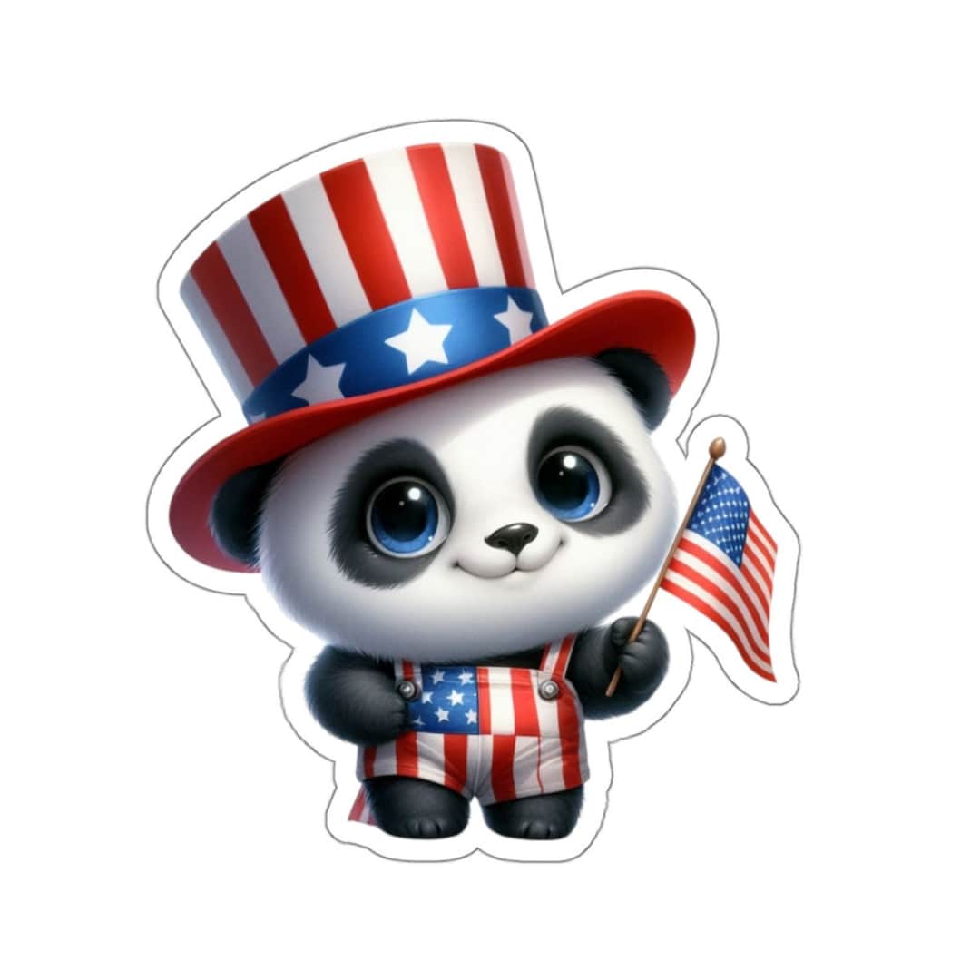 July 4th Panda, American Panda Bear Stickers, Independence Panda Kiss ...