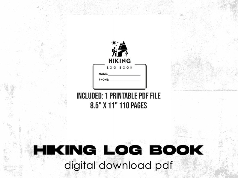Digital Download, Hiking Log Book, Includes: Printable 1 Pdf File 8.5 ...