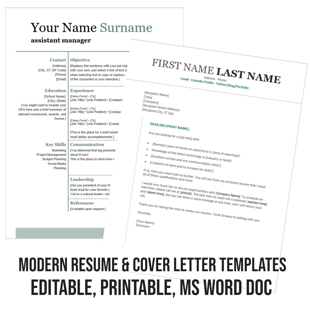 Modern Smart Resume Template, CV Template, Cover Letter Template, Easy ...