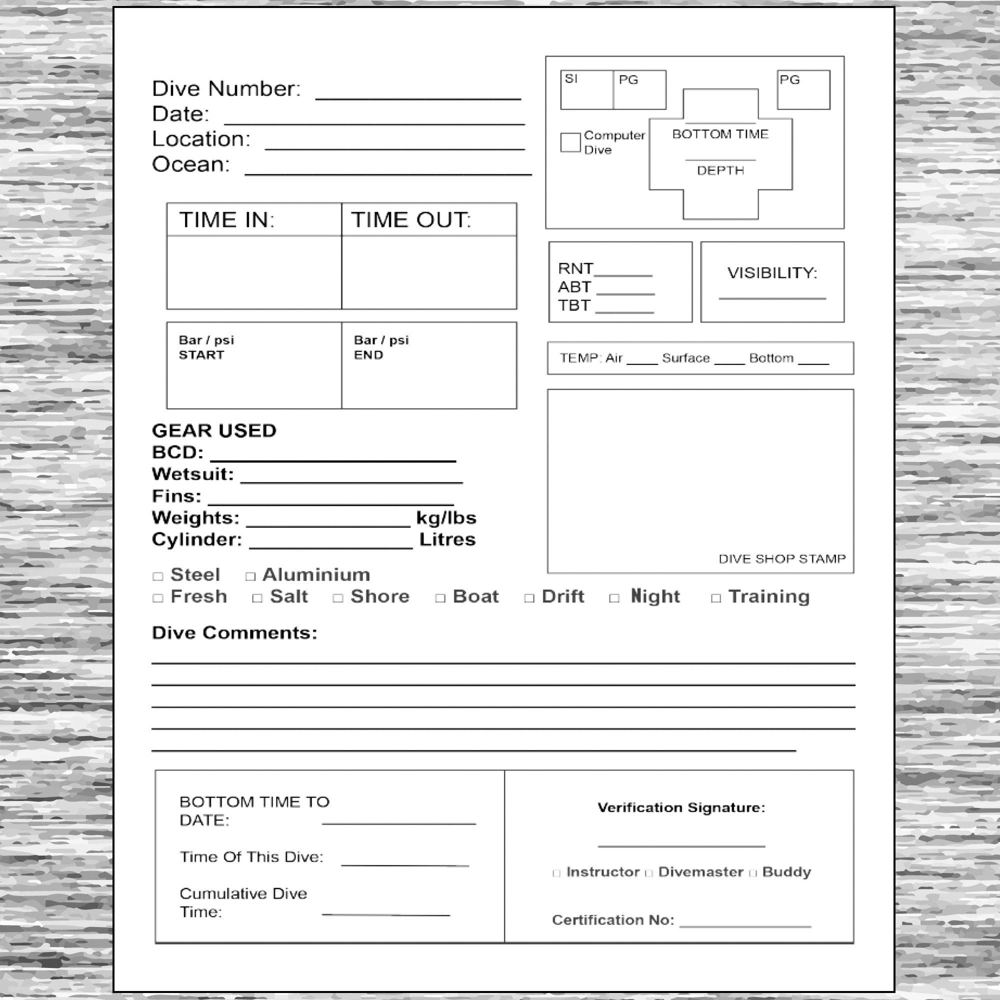 Scuba Dive Log: Printable Trip Planner (PDF & Word) - Etsy