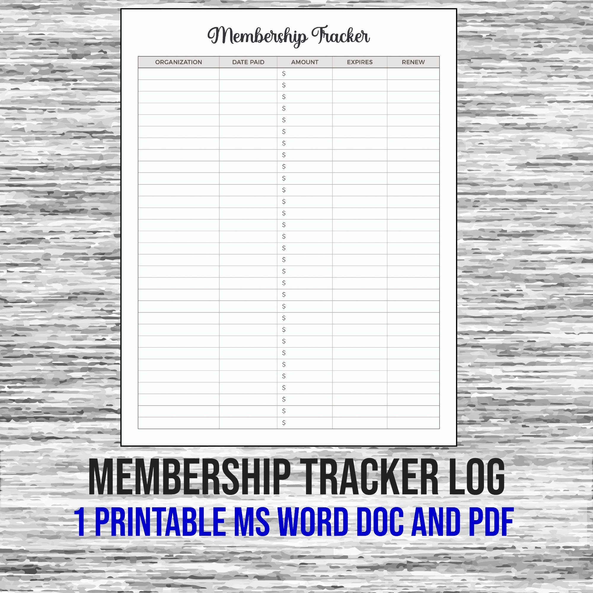 Digital Download, Membership Tracker, Membership Log for Events and ...