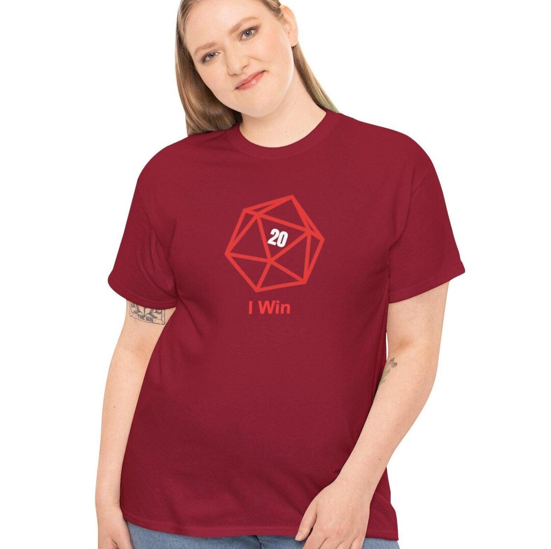 Red D20 'I Win' T-shirt - Gamer Icosidodecahedron - Etsy