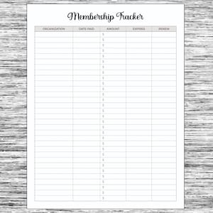 Digital Download, Membership Tracker, Membership Log for Events and ...