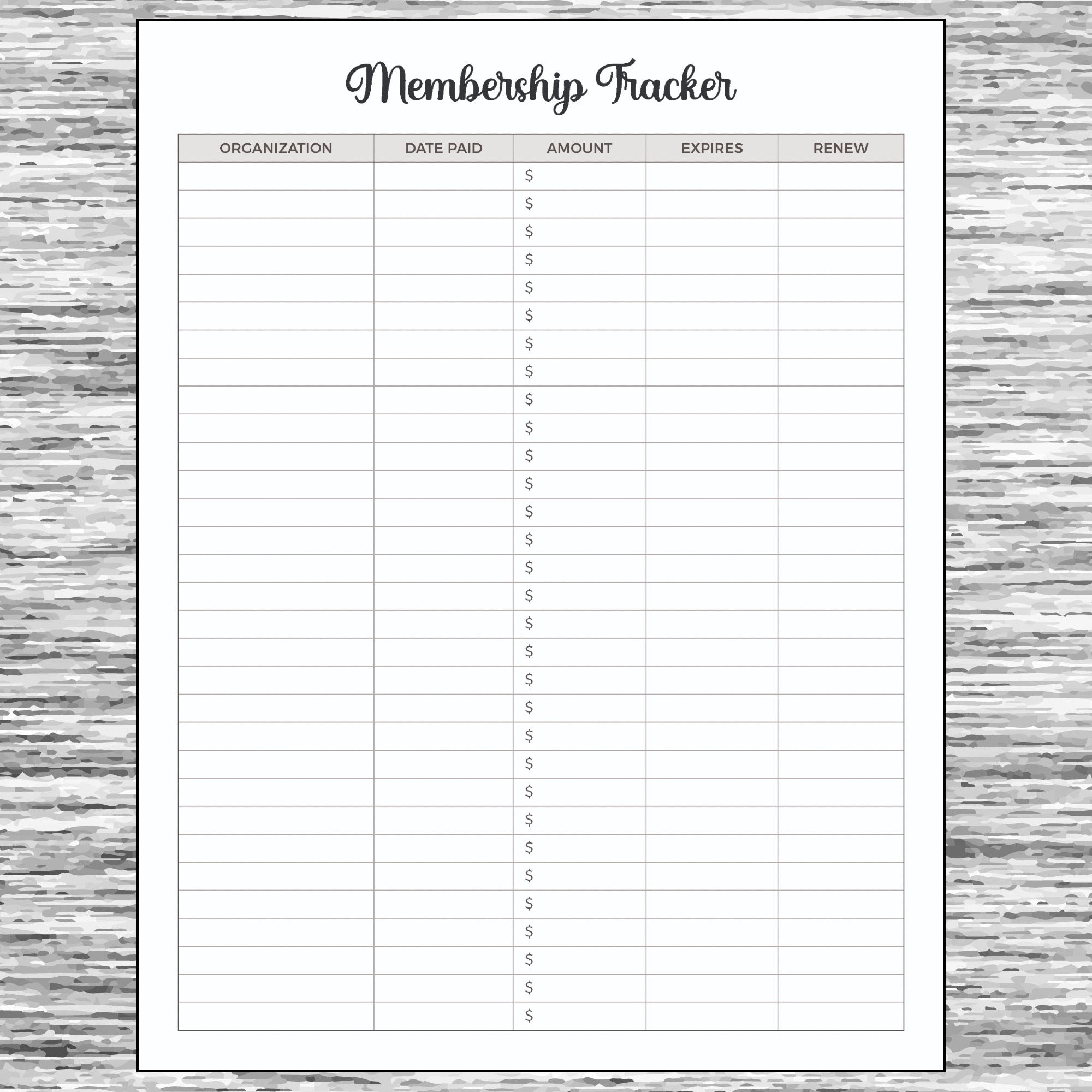 Digital Download, Membership Tracker, Membership Log for Events and ...