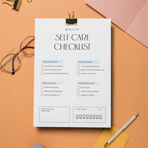 Digital Download, Self Care Checklist Sheet, Personal Self Care Record ...