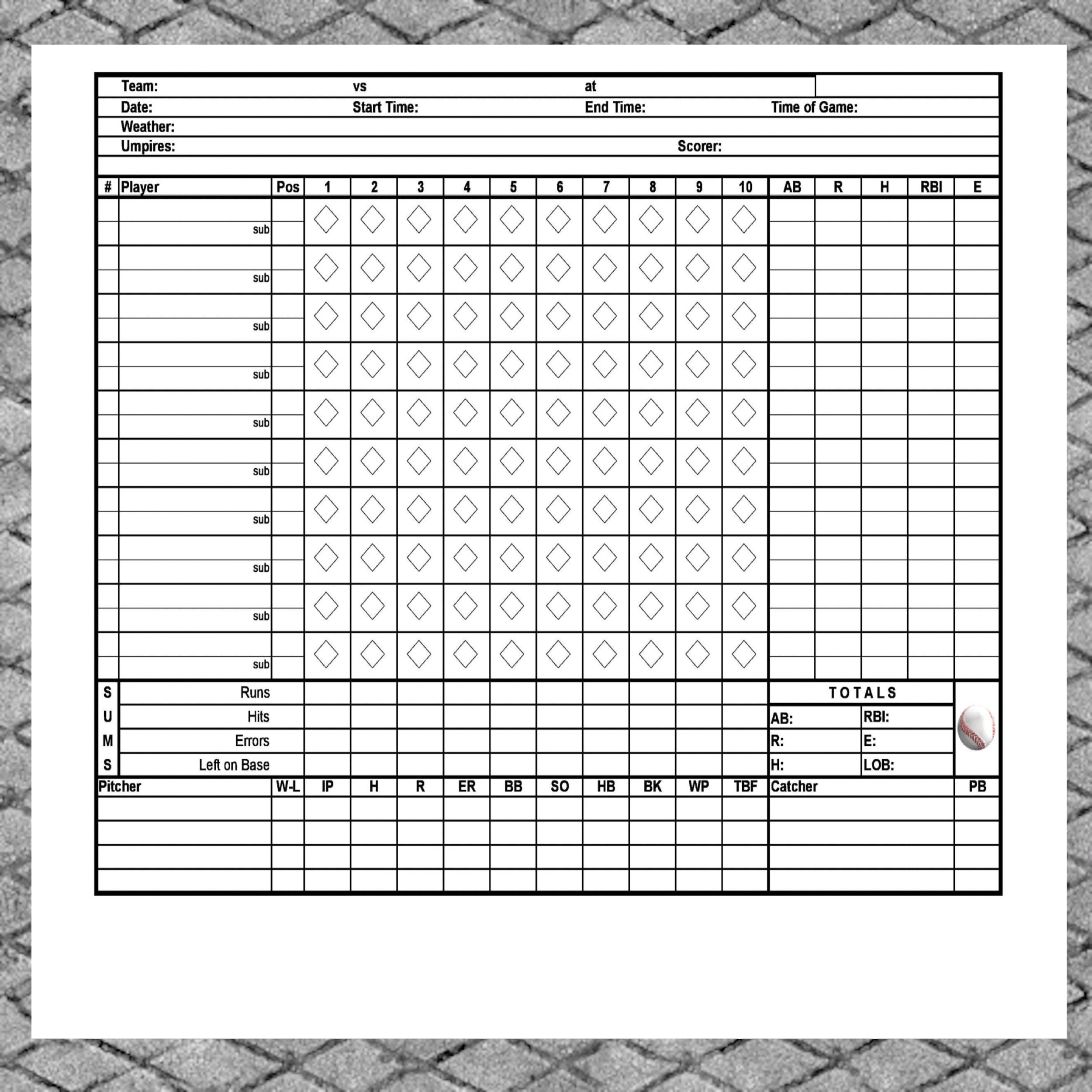 Digital Download, Baseball Scorebook, Little League, Pro Games, Play by ...