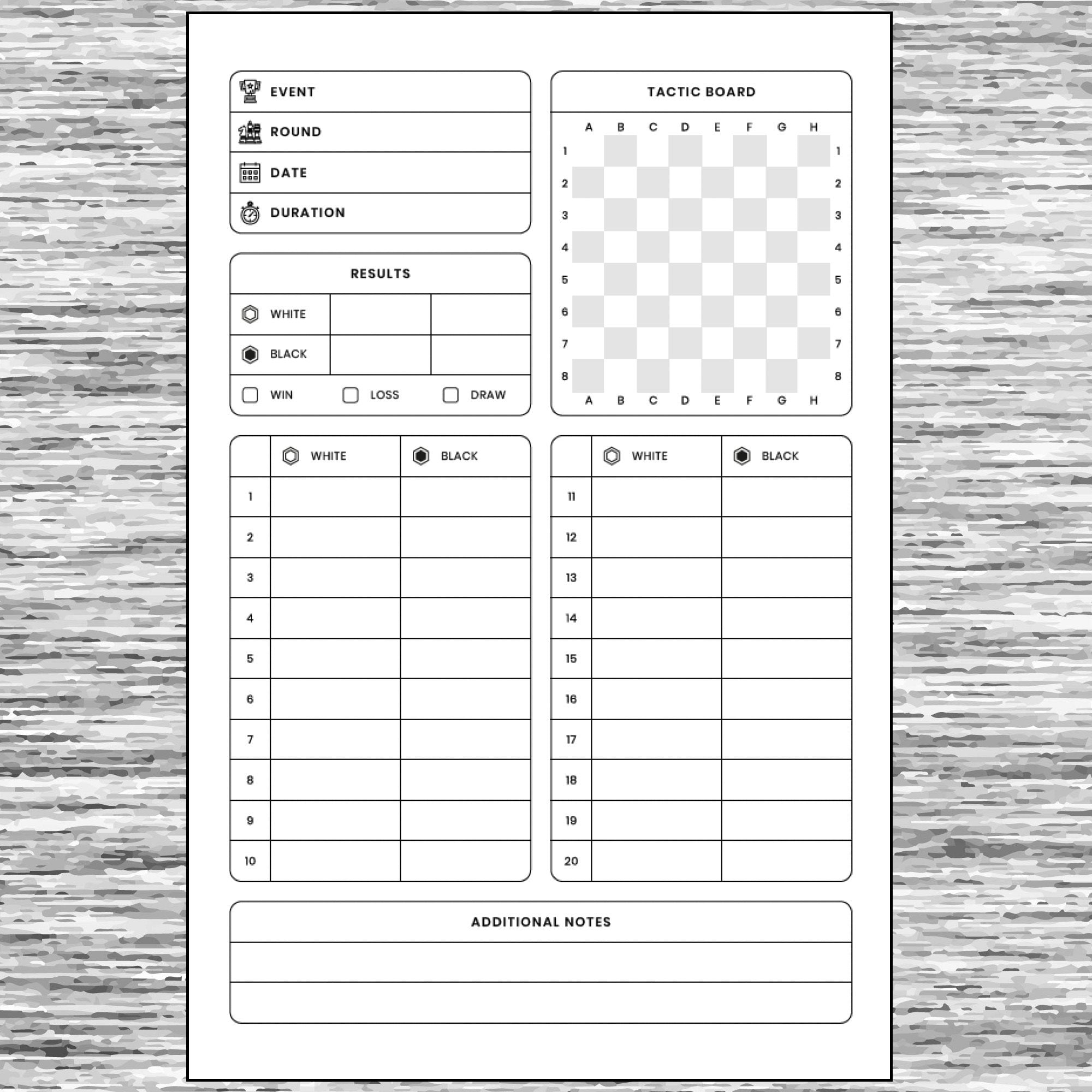 Digital Download, Chess Tactics Journal, Chess Moves Log, Chess Tactics ...