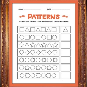 Digital Download, Draw the Pattern Worksheet, Practice Sheet for Kids ...