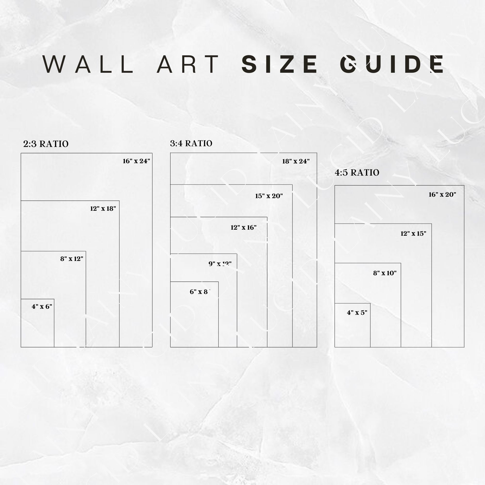 WHITESTONE | Wall Art Size Guide, Frame Size Guide, Comparison Chart ...