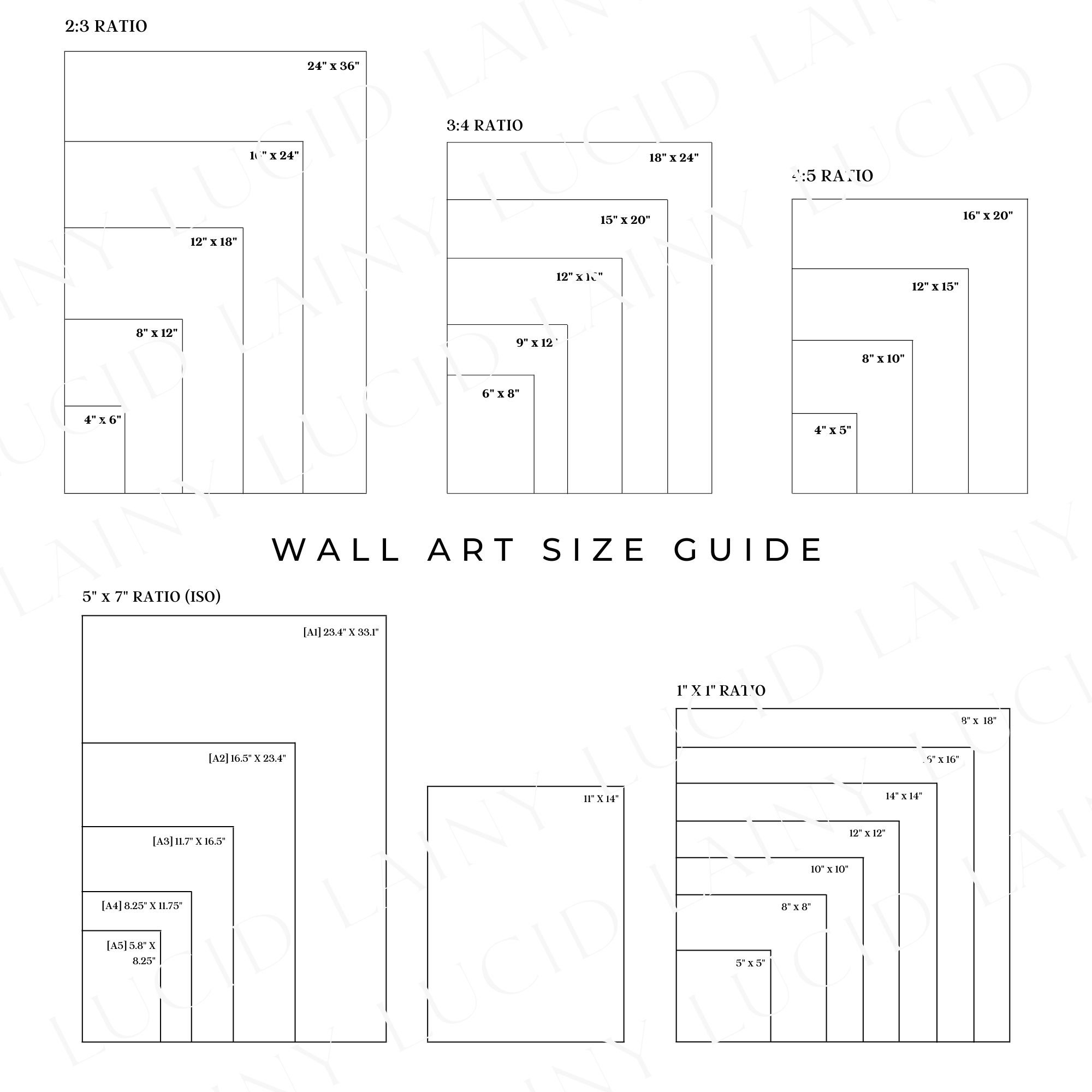 Frame Size Guide, Wall Art, Printables, Popular Frame Sizes, Digital ...