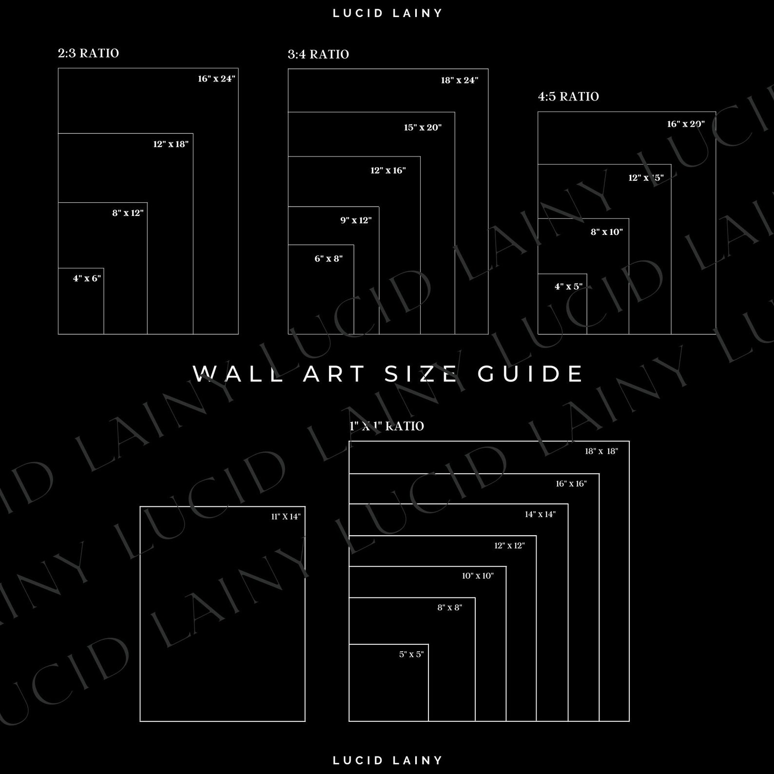 Frame Size Guide, Wall Art, Printable, Digital Download, Etsy Seller ...
