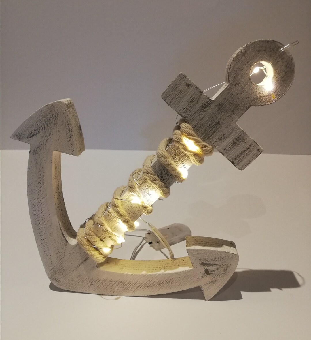 Anker Aus Holz Beleuchtet Maritim Mit Lichterkette Shabby - Etsy