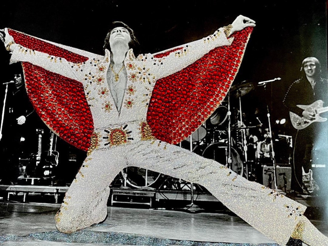 Elvis Wearing His Red Cape. Rhinestone, Gemstone, Glitter Wall Art - Etsy