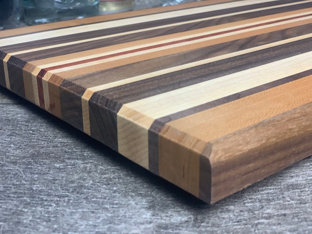 Exotic Hardwood Edge Grain Cutting Board - Custom Design (10.25 X 14.75 ...