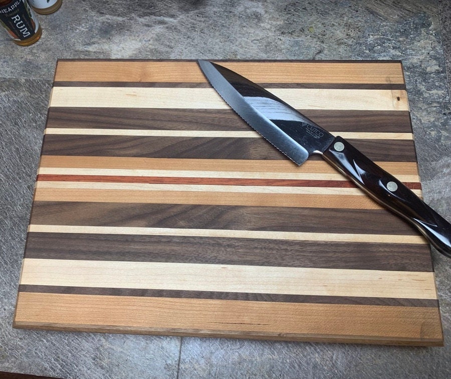 Exotic Hardwood Edge Grain Cutting Board - Custom Design (10.25 X 14.75 ...