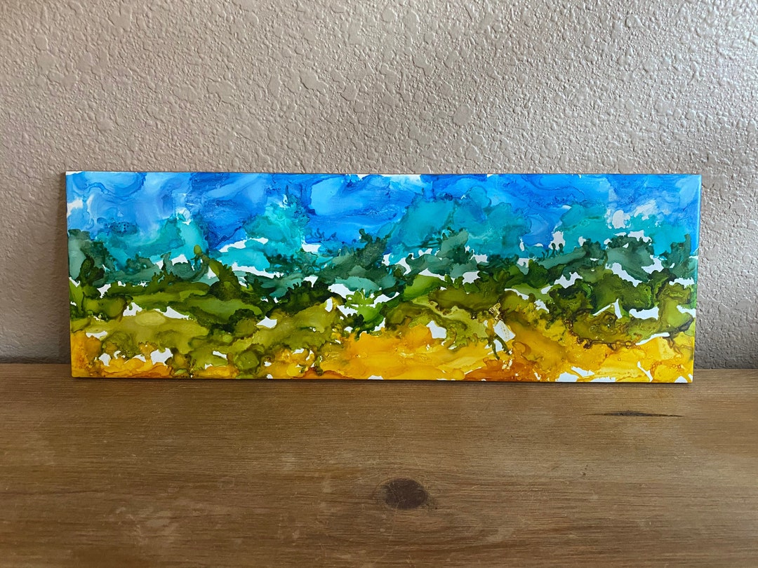 Earth and Sky - Original Alcohol Ink Art, Alcohol Inks, Colorful Ink ...