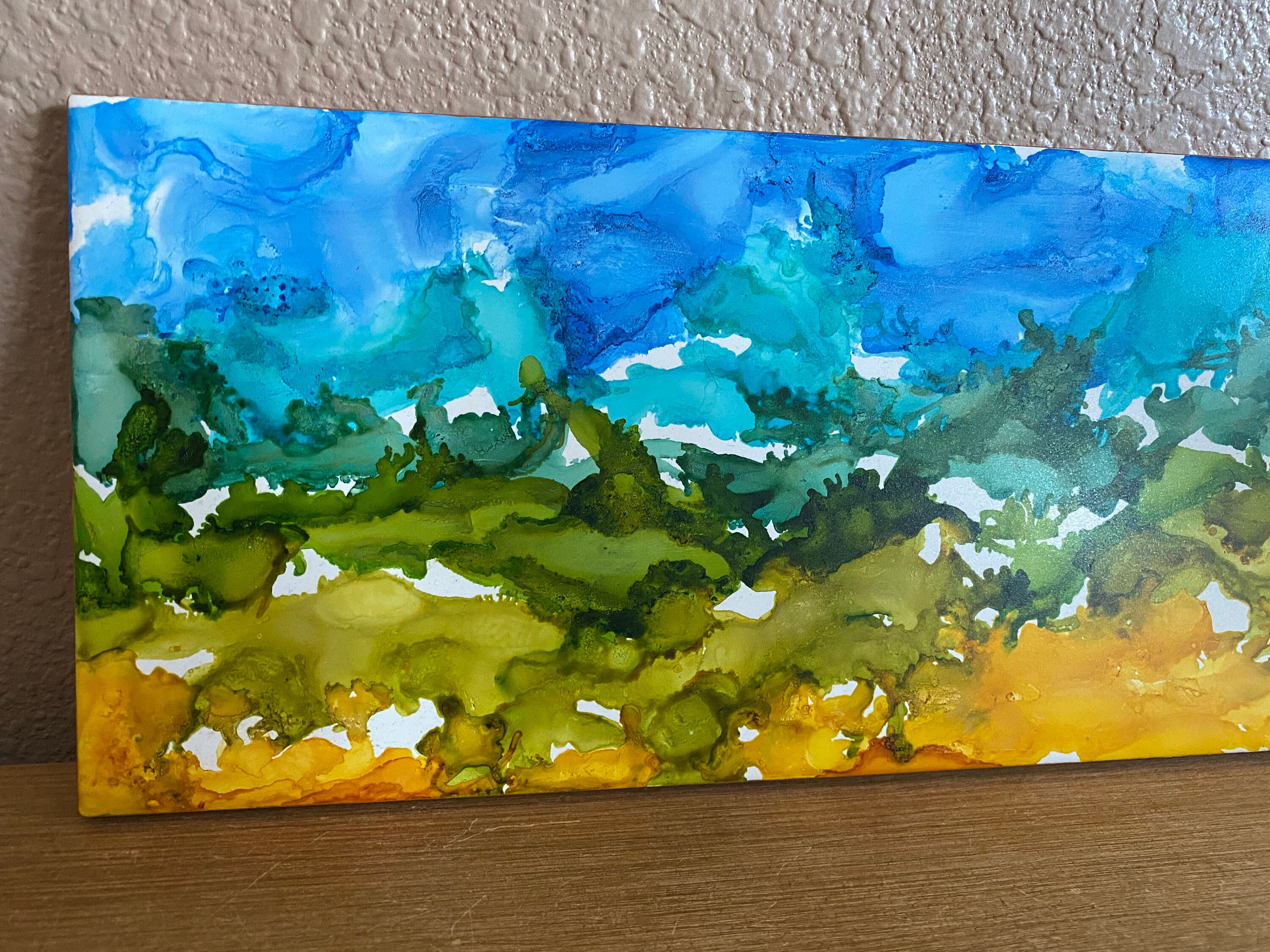 Earth and Sky - Original Alcohol Ink Art, Alcohol Inks, Colorful Ink ...