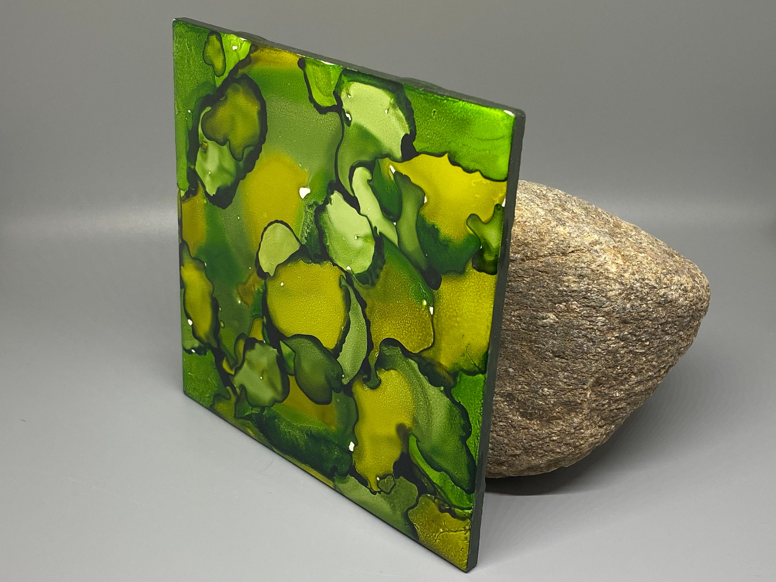 Green I - Original Alcohol Ink Art, Alcohol Inks, Colorful Ink, Ceramic ...