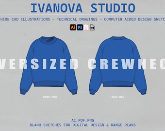 Oversized Essential Full Zip_ Fashion Design Blank Sketch _ Vector Ai ...