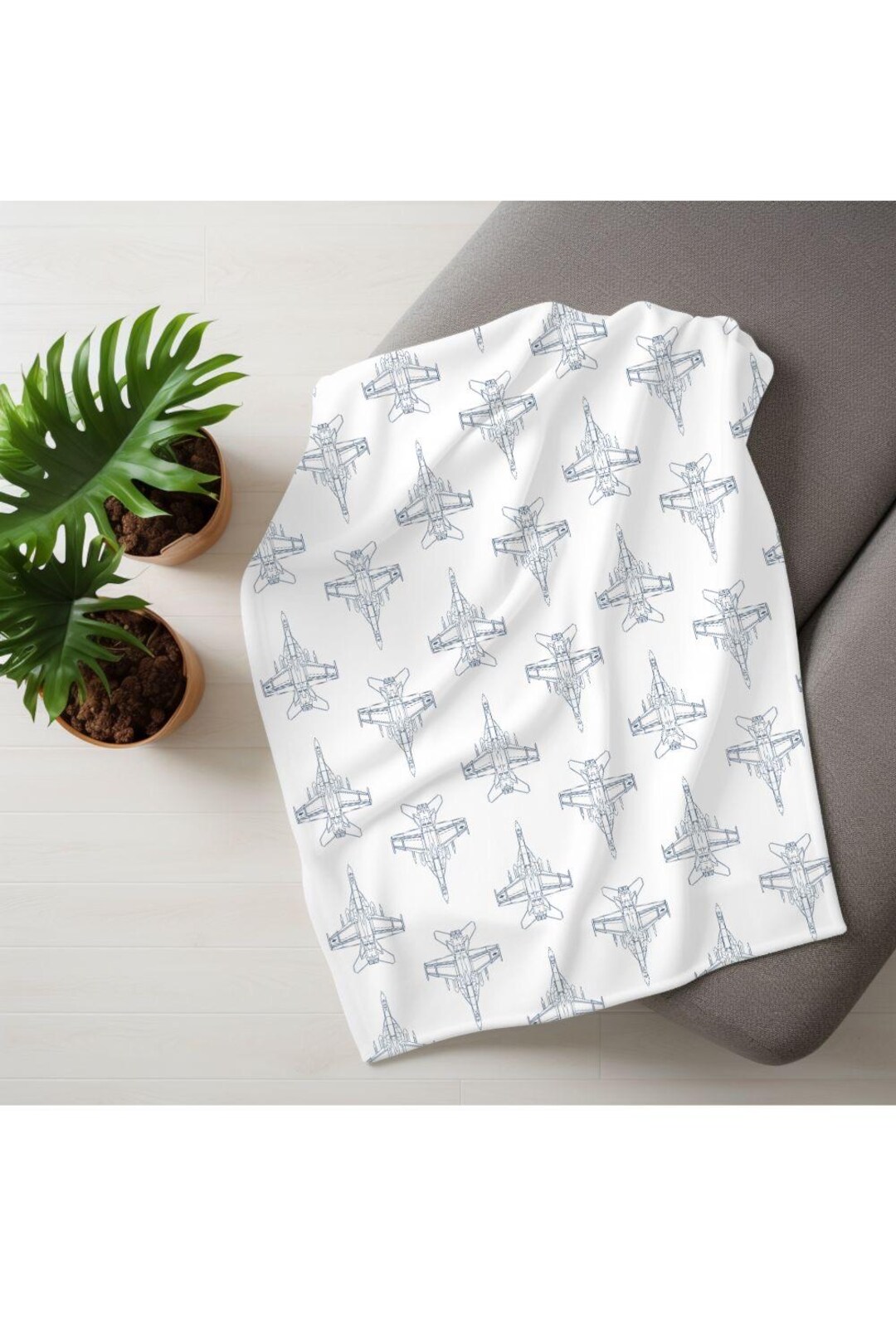 EA-18G Growler Fighter Jet Blueprint Plush Blanket (offered in 3 Sizes ...
