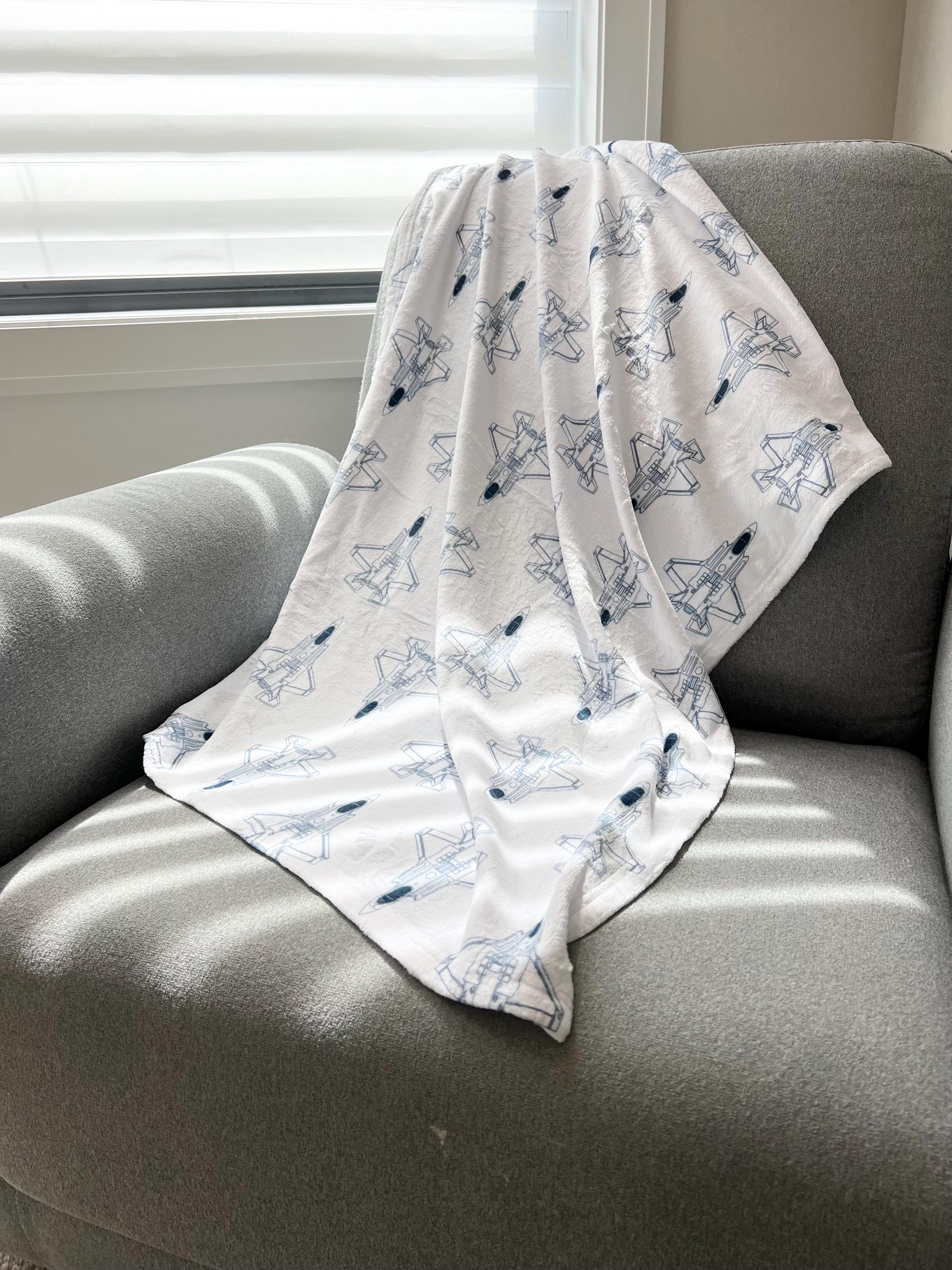 F-35A Fighter Jet Blueprint Plush Blanket (offered in 3 Sizes) - Etsy