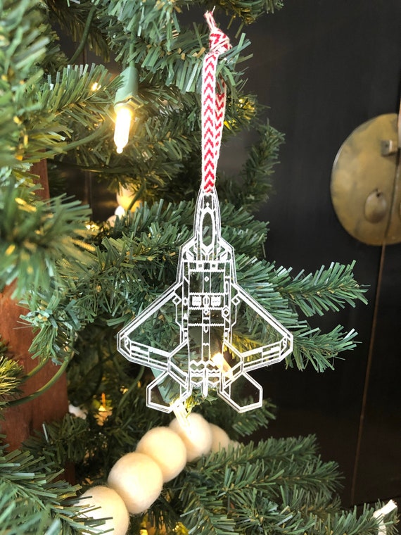 Engraved F-22 Blueprint Fighter Jet Ornament | Etsy