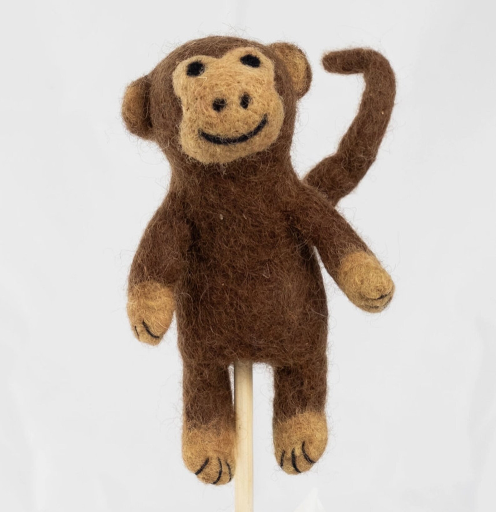 Handmade Felt Wool Monkey Zoo/jungle Animal Finger Puppets (set of 3 or ...