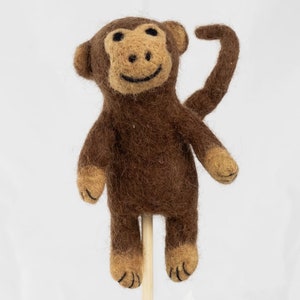 Handmade Felt Wool Monkey Zoo/jungle Animal Finger Puppets (set of 3 or ...