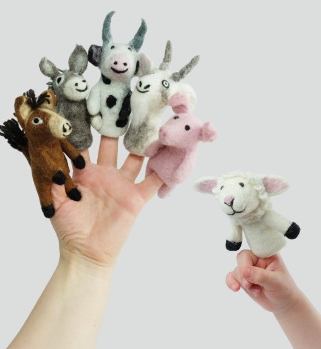 Handmade Felt Wool Farm Animal Finger Puppets (set of 6) - Etsy
