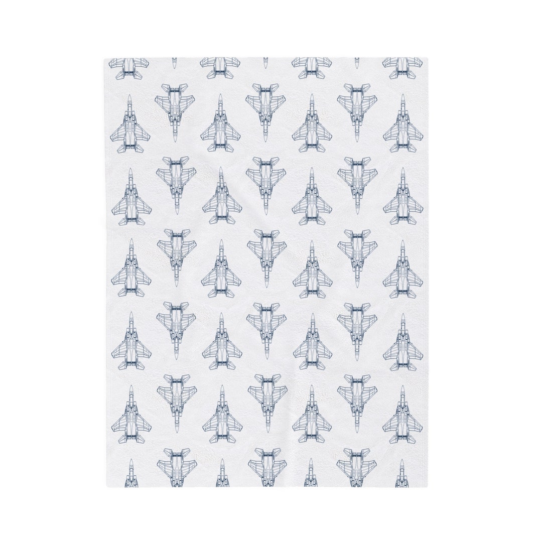 F-15C Fighter Jet Blueprint Plush Blanket offered in 3 Sizes new Design ...