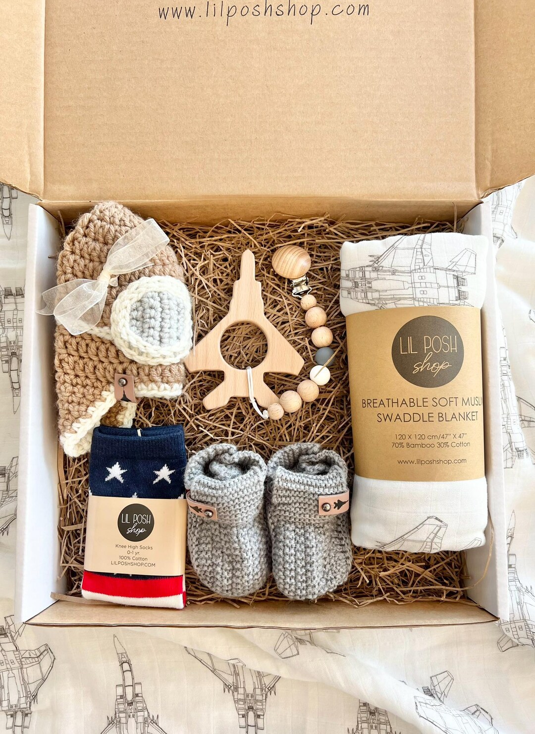 F-15E Strike Eagle Fighter Jet Baby Gift Box Set in TAUPE/GREY ...