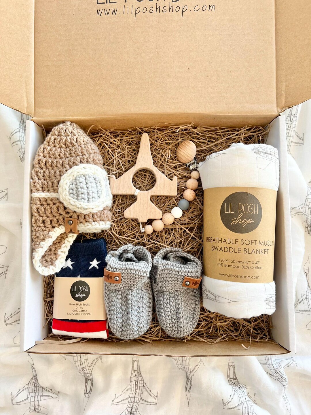 F-16 Viper Fighter Jet Baby Gift Box Set in TAUPE/GREY - Newborn Gift ...