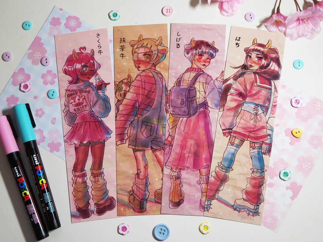 Cute Handmade Bookmarks/ Cute Cow Bookmark/ Glossy Cardstock Watercolor ...