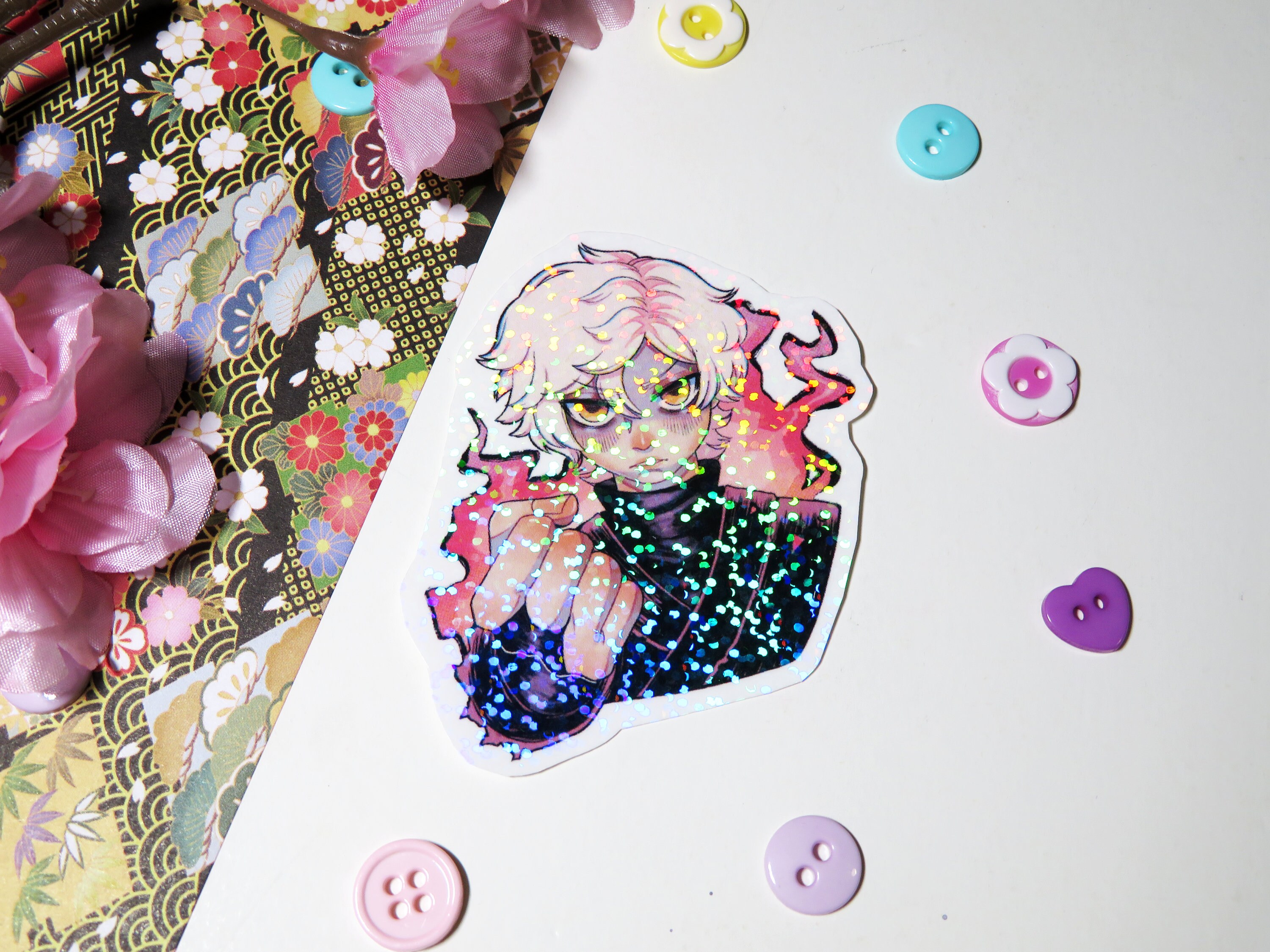 Handmade Holographic Glossy Sticker/ Cute Holographic Glitter - Etsy