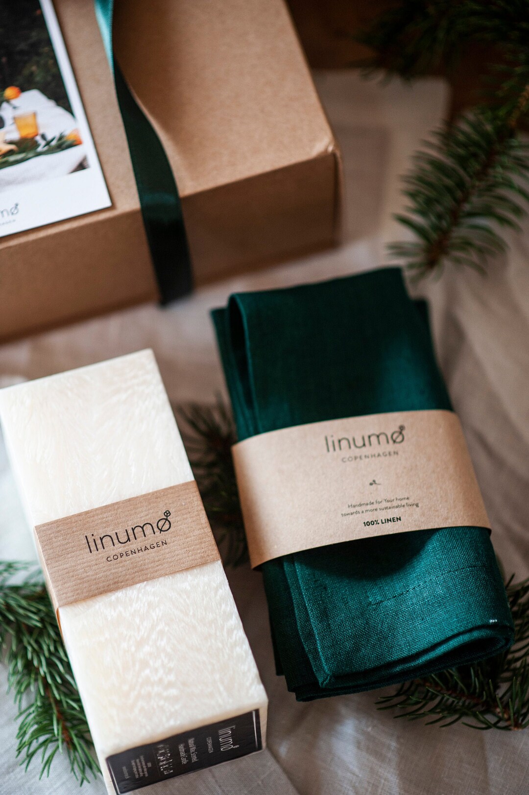 Linen Gift Set I Linen Napkin Set and a Square Candle I Pure - Etsy