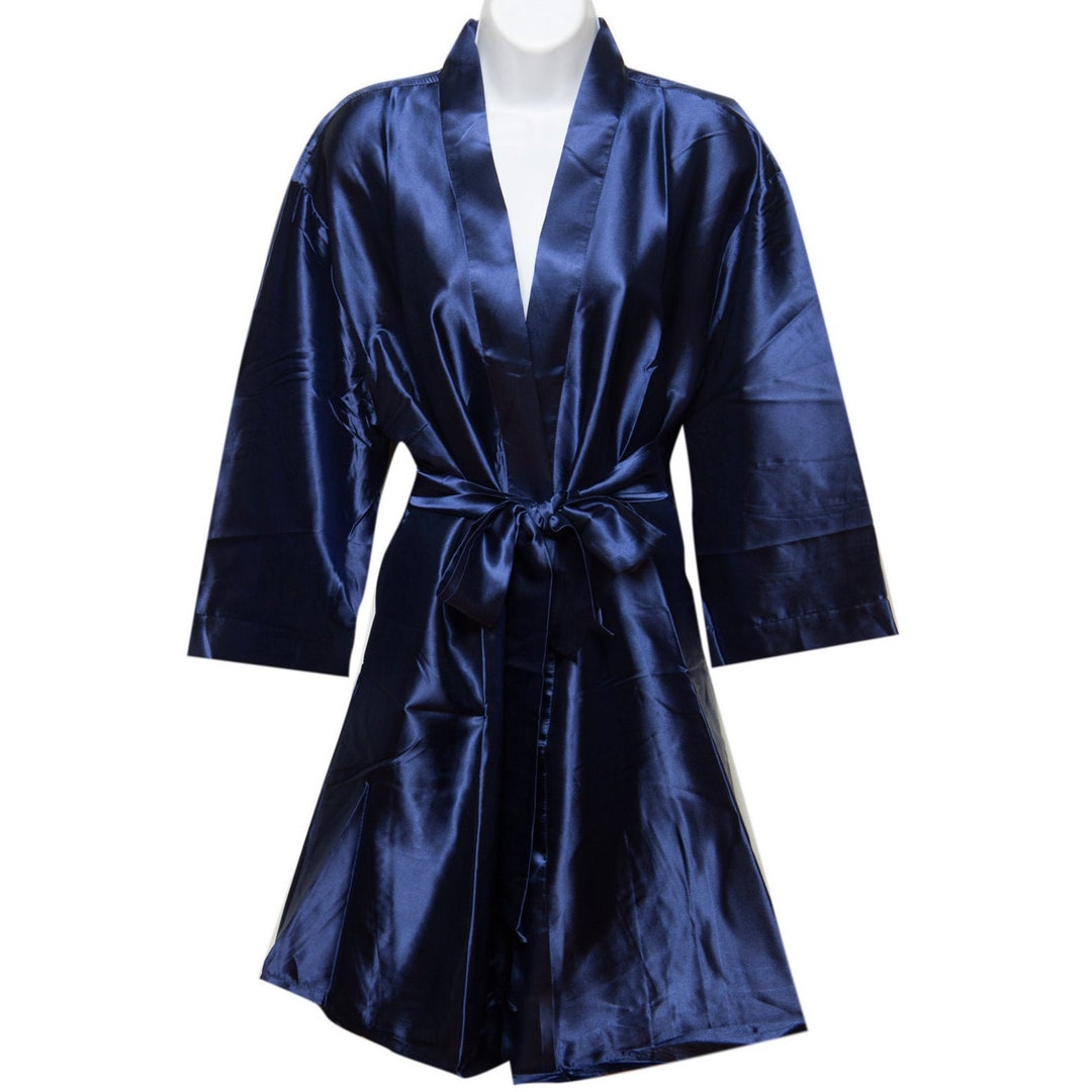 100 S/M Navy Blue Satin Robes Inventory Clearance Sale With Free ...