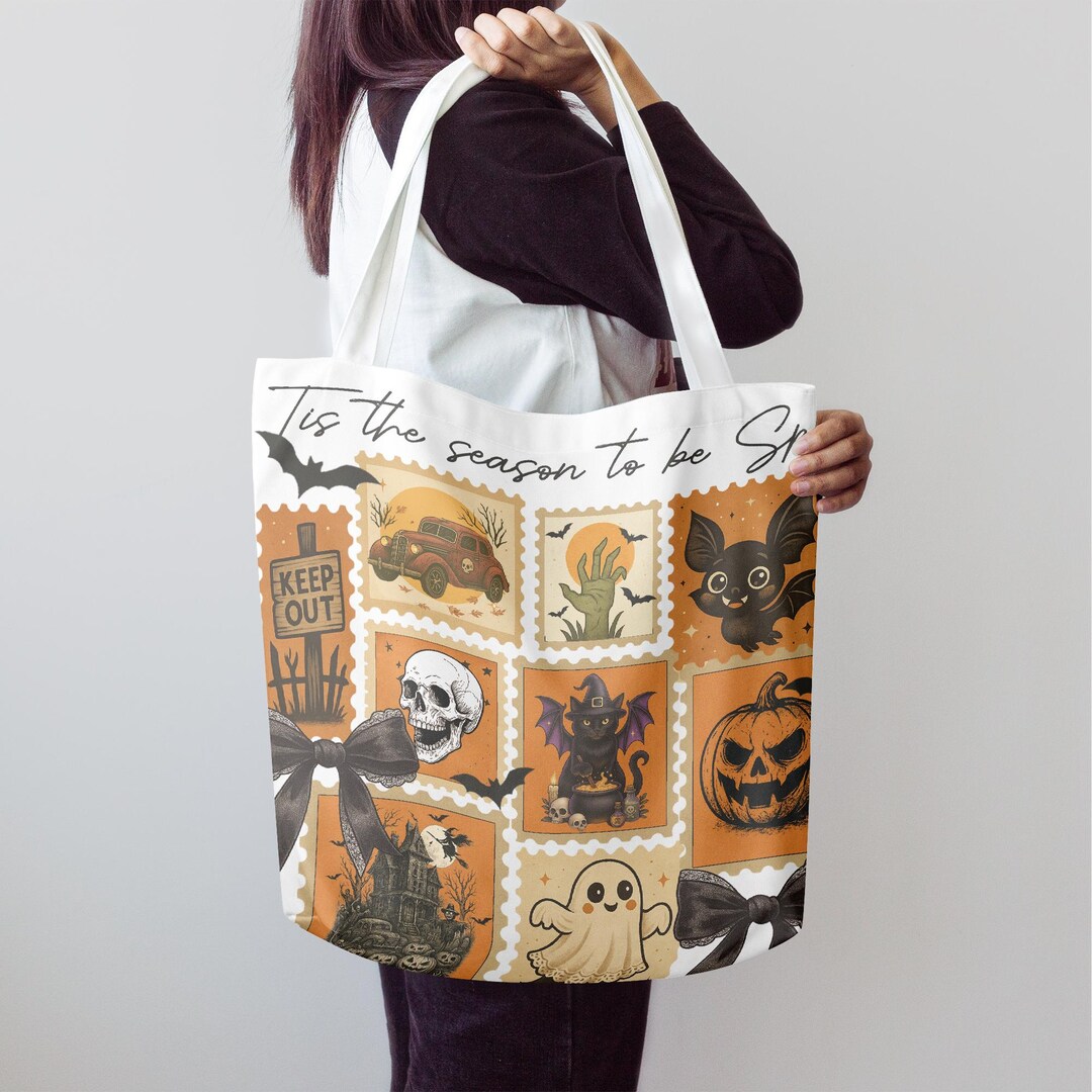 Spooky Halloween Canvas Tote Bag, Work Large Tote, Funny Delight Tote ...