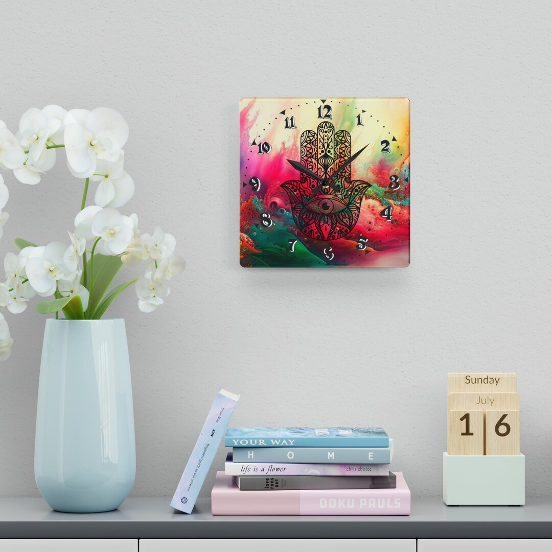 Acrylic Wall Clock Hamsa, Hanukkah Bush Festival of Lights ,jewish ...