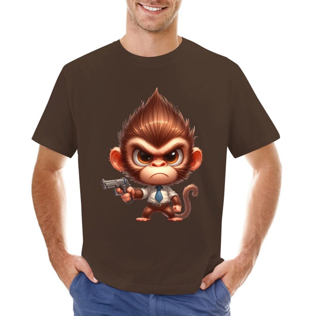 Men's T-shirt 100% Cotton, Funny Monkey Tshirt Gifts, Monkey Lover ...